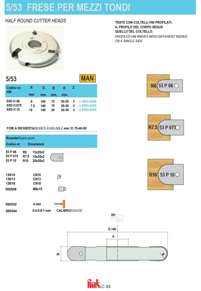 5/53 - FRESE PER MEZZI TONDI - Frese per Legno Finktools